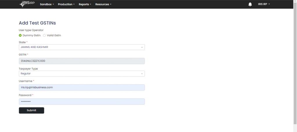 Access to Sandbox - IRIS IRP