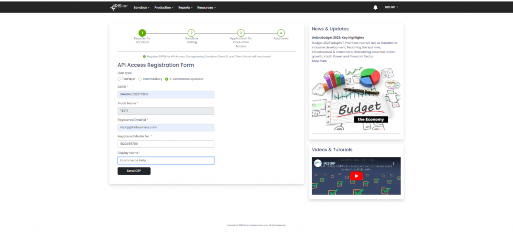 Access to Sandbox - IRIS IRP