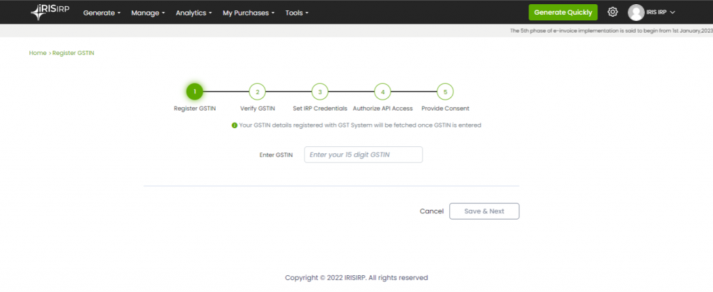 User Onboarding - IRIS IRP