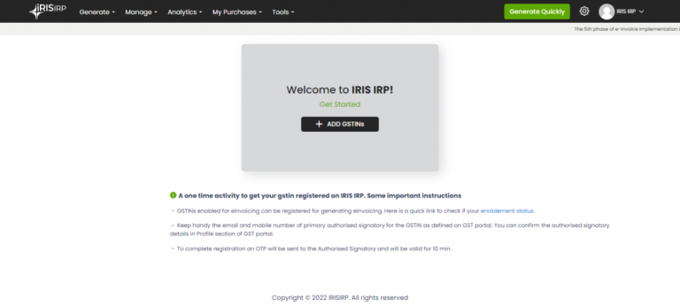 Dashboard - IRIS IRP