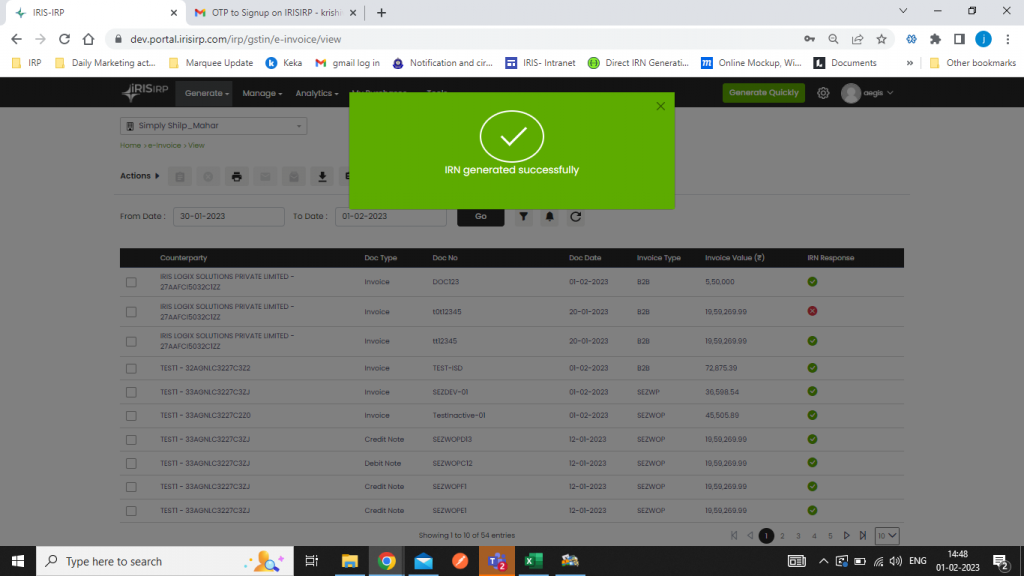 Generate Through Web Form - IRIS IRP