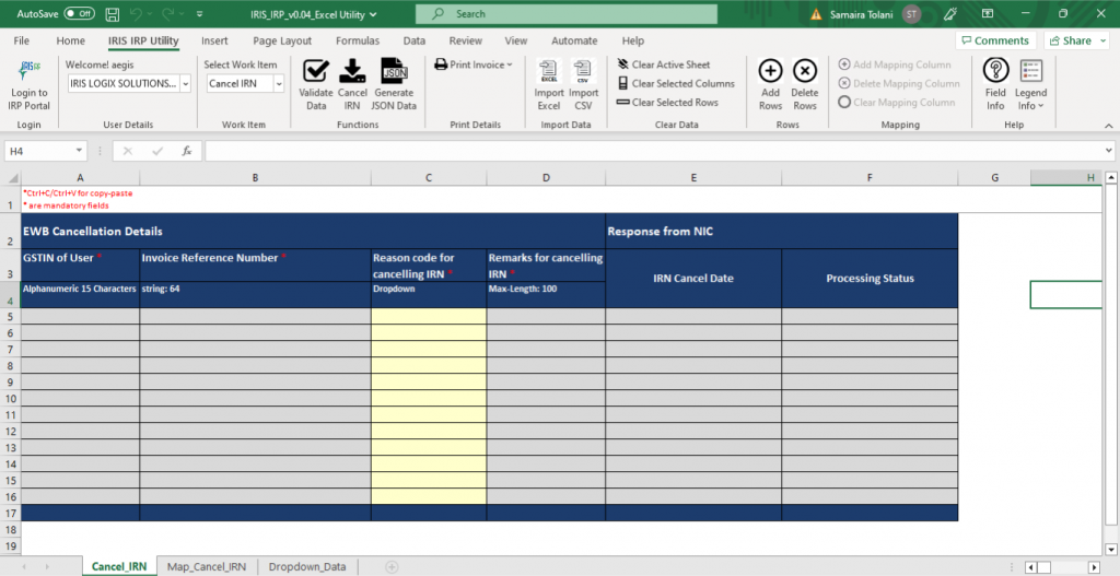 Other Actions for E-invoicing - IRIS IRP