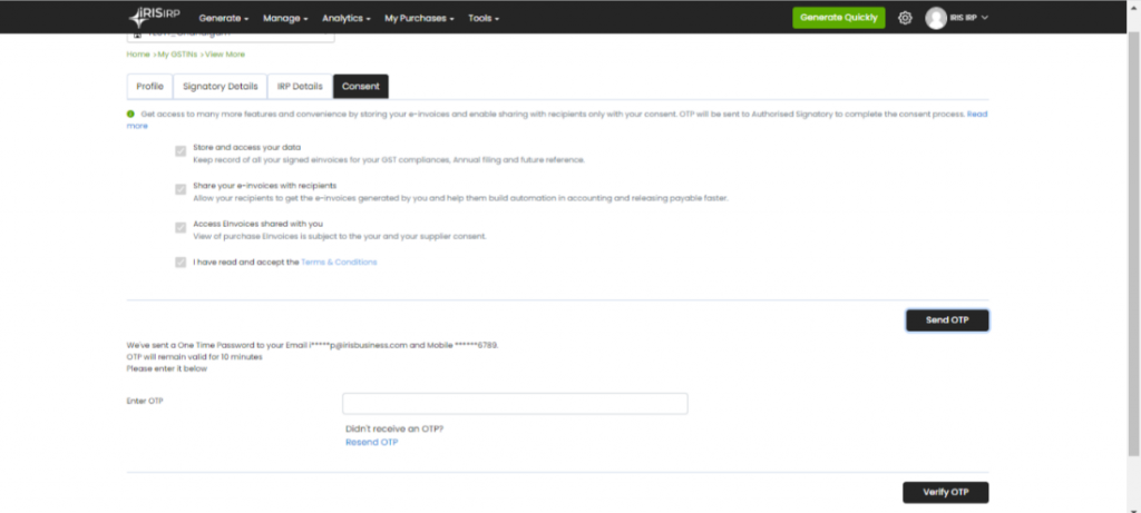 My GSTINs - IRIS IRP