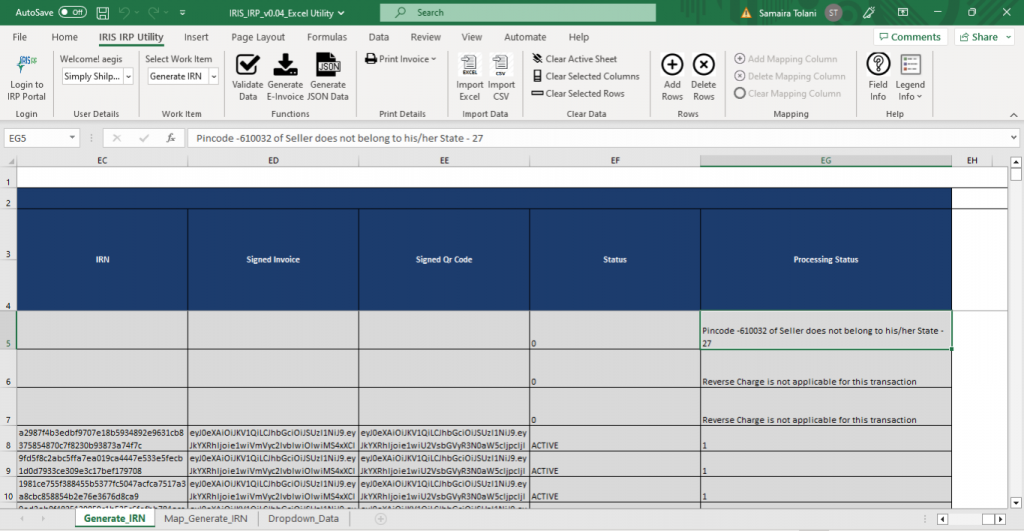 Generating E-invoice - IRIS IRP
